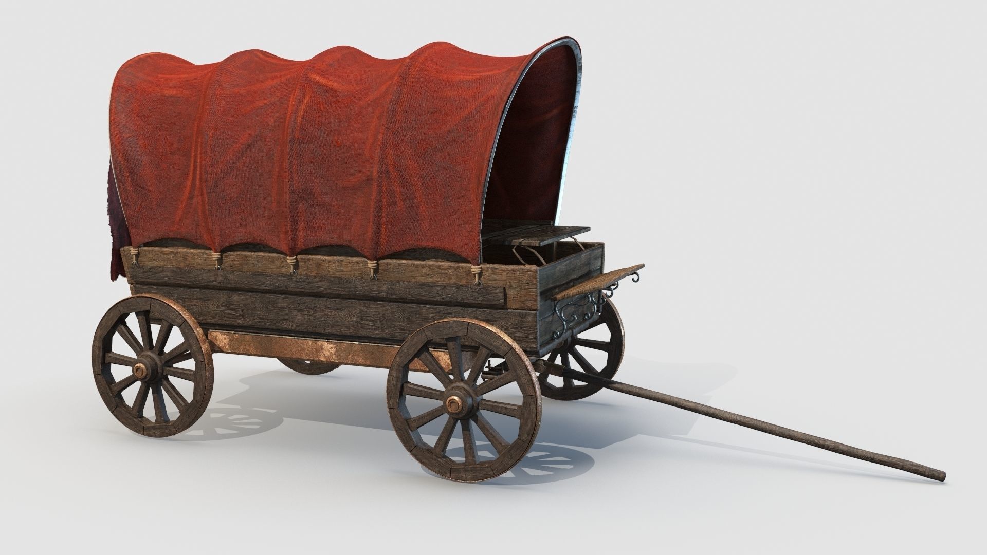 Wooden Covered Cart 3D Model 3D model | CGTrader