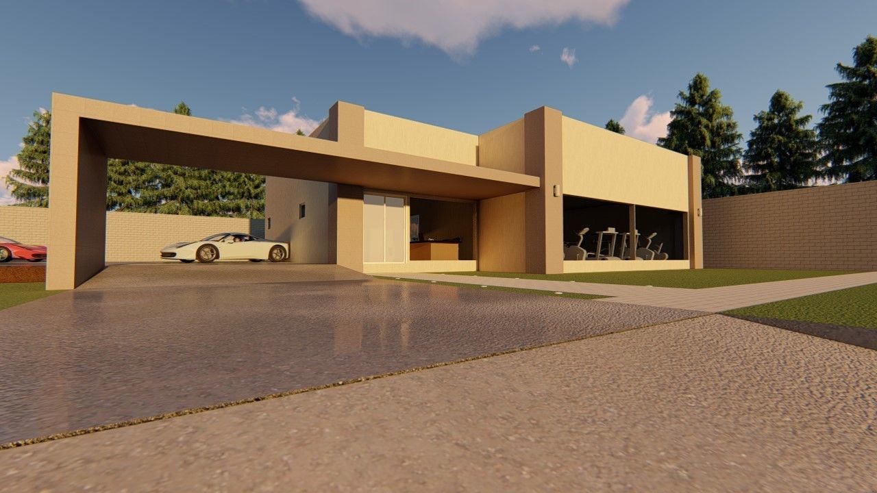 Academia fachada moderna - Gym modern facade REVIT NATIVE 3D model ...