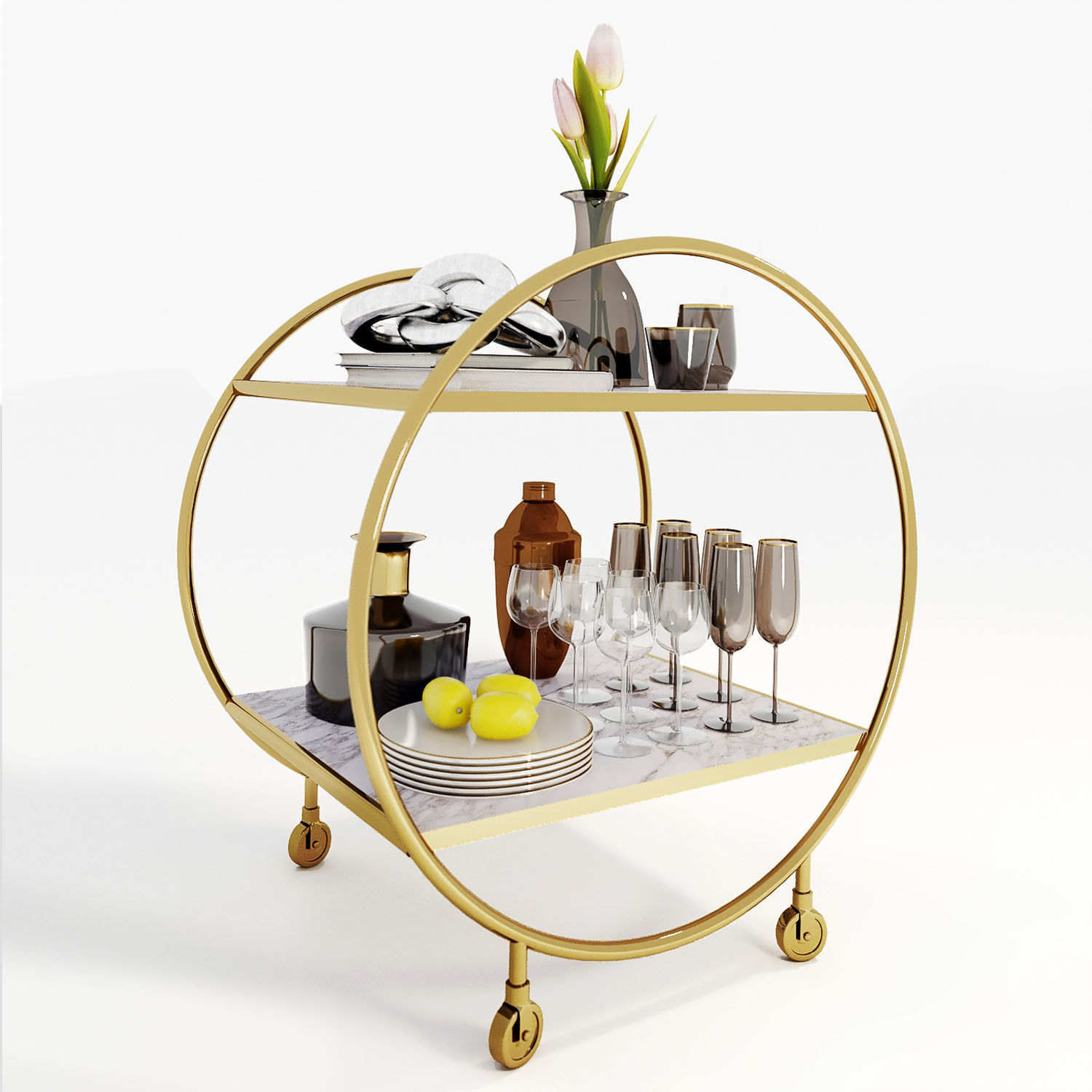 Serving trolley with decor 3D model | CGTrader