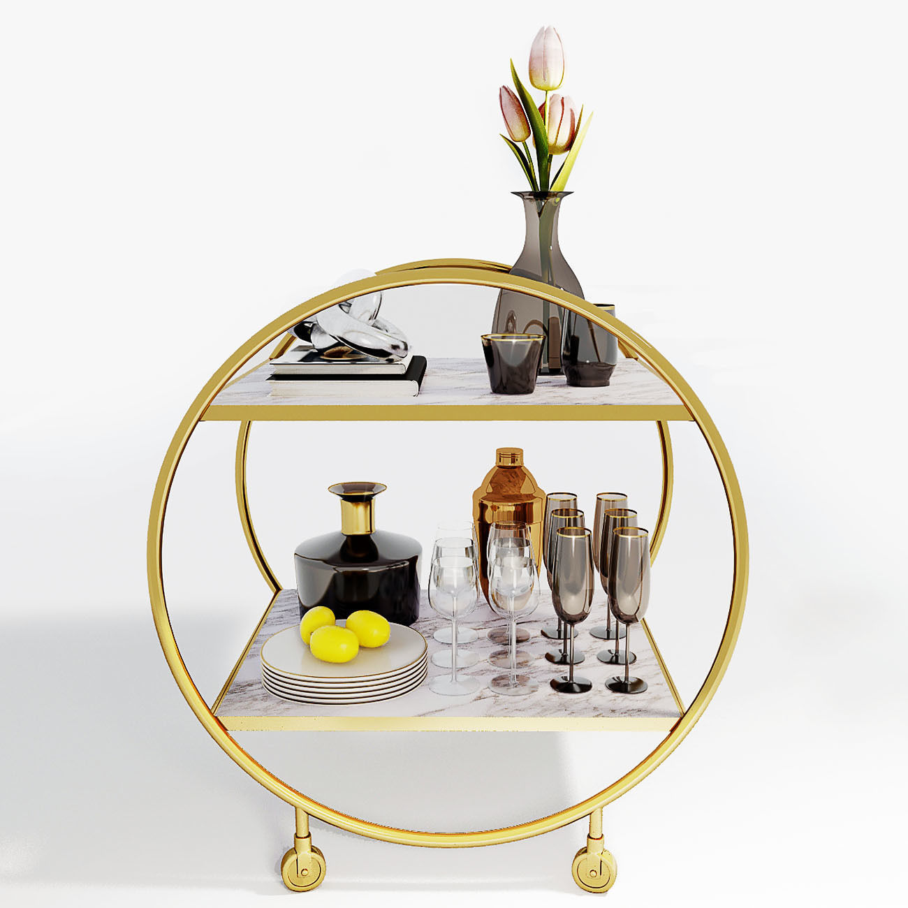 Serving trolley with decor 3D model | CGTrader