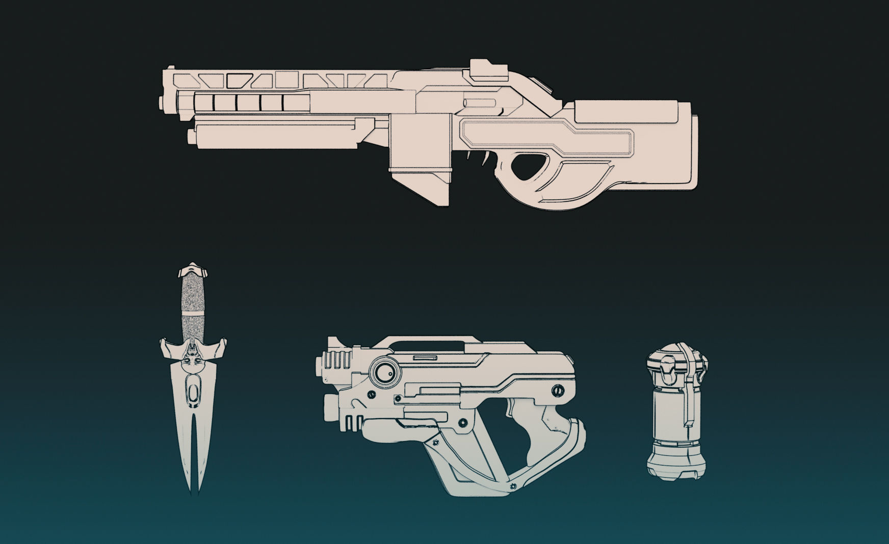 Weapons Set gun 3D model | CGTrader