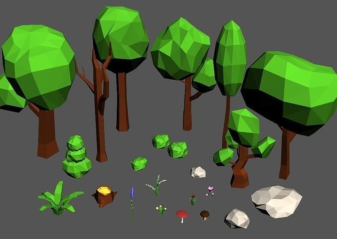 3D model Foliage Pack Low Poly VR / AR / low-poly | CGTrader