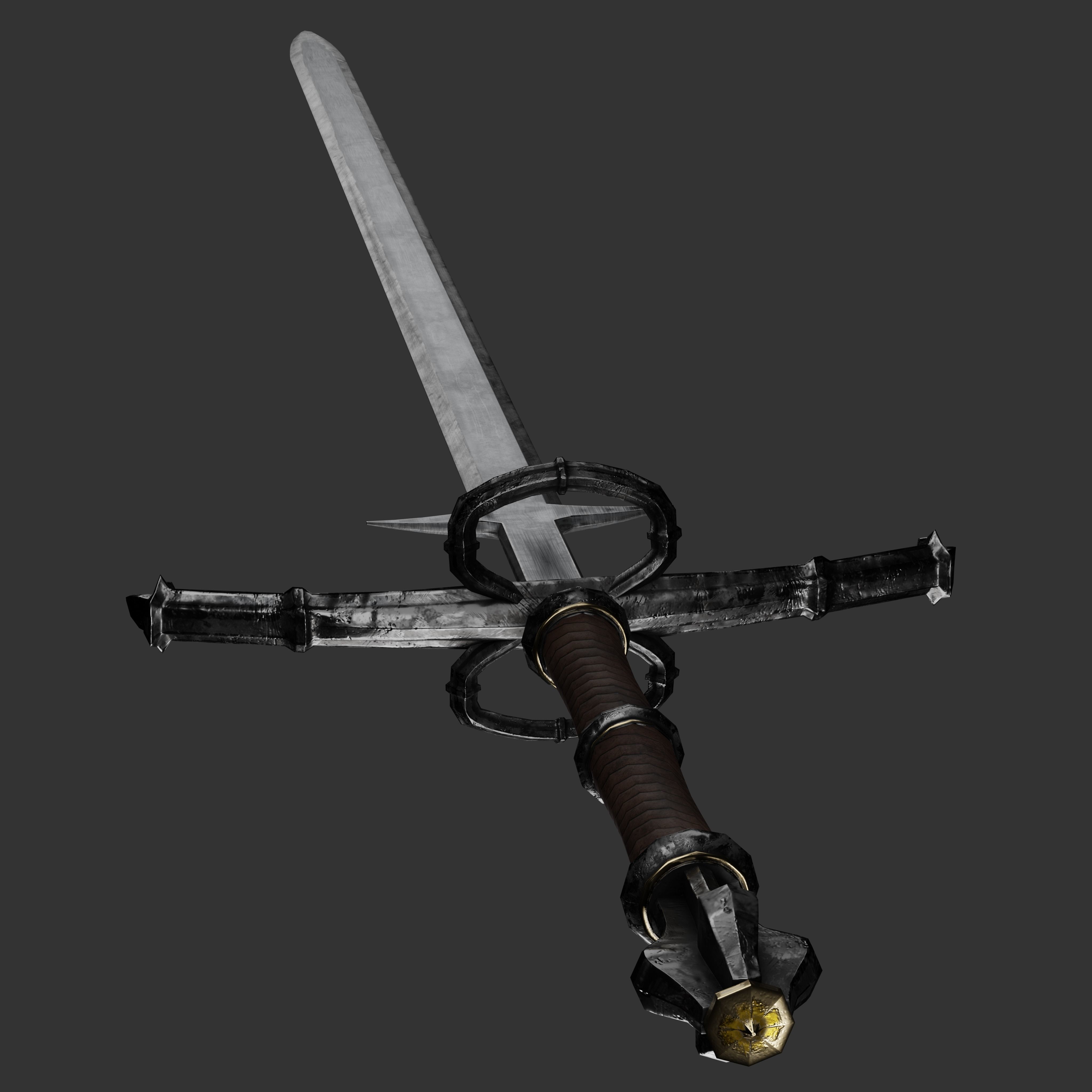 3D model Zweihander two-handed sword with color variations VR / AR ...