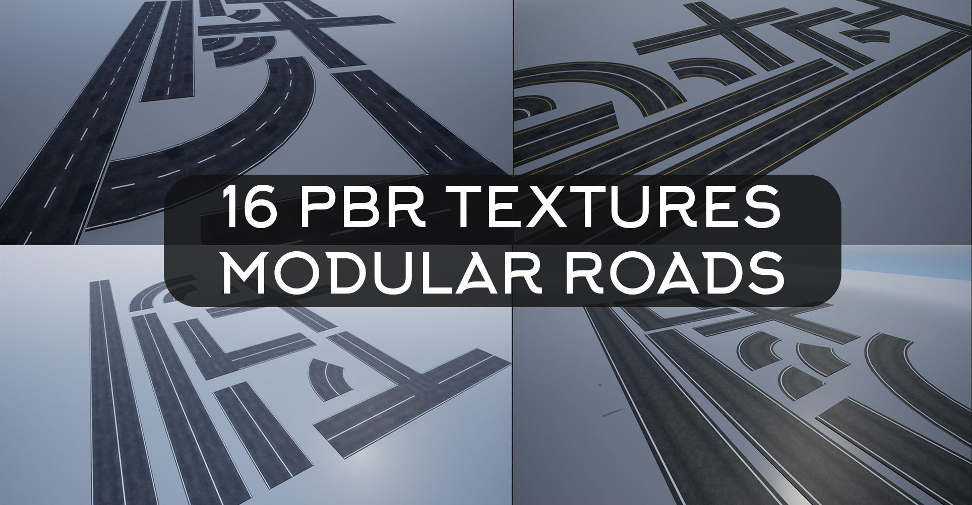 3D Model Collection PBR Modular Road Pack VR / AR / low-poly | CGTrader