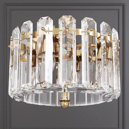 Restoration Hardware BONNINGTON SMALL FLUSH MOUNT Brass 3D model | CGTrader