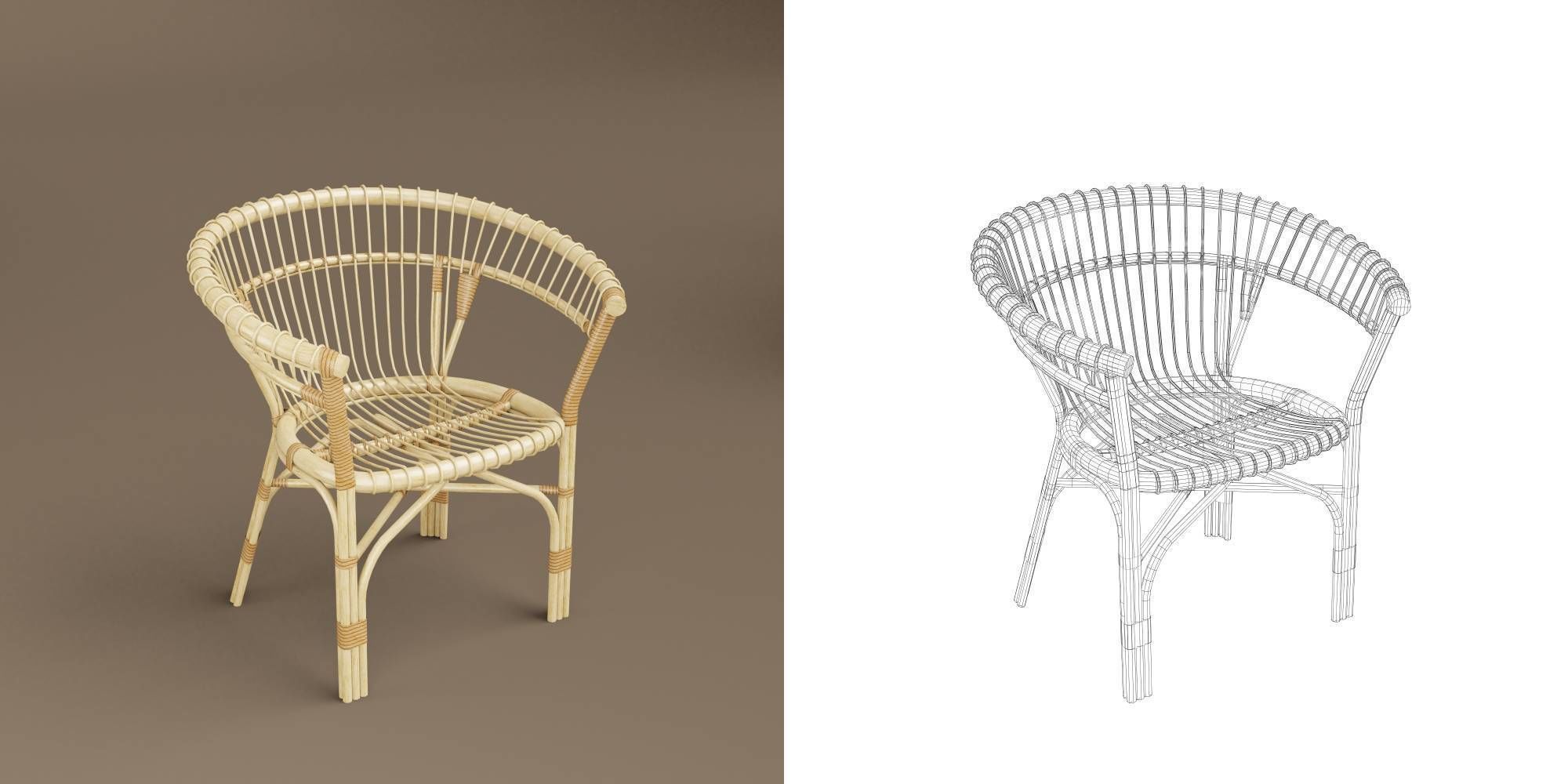 Wicker chair set A 3D model 3D model | CGTrader