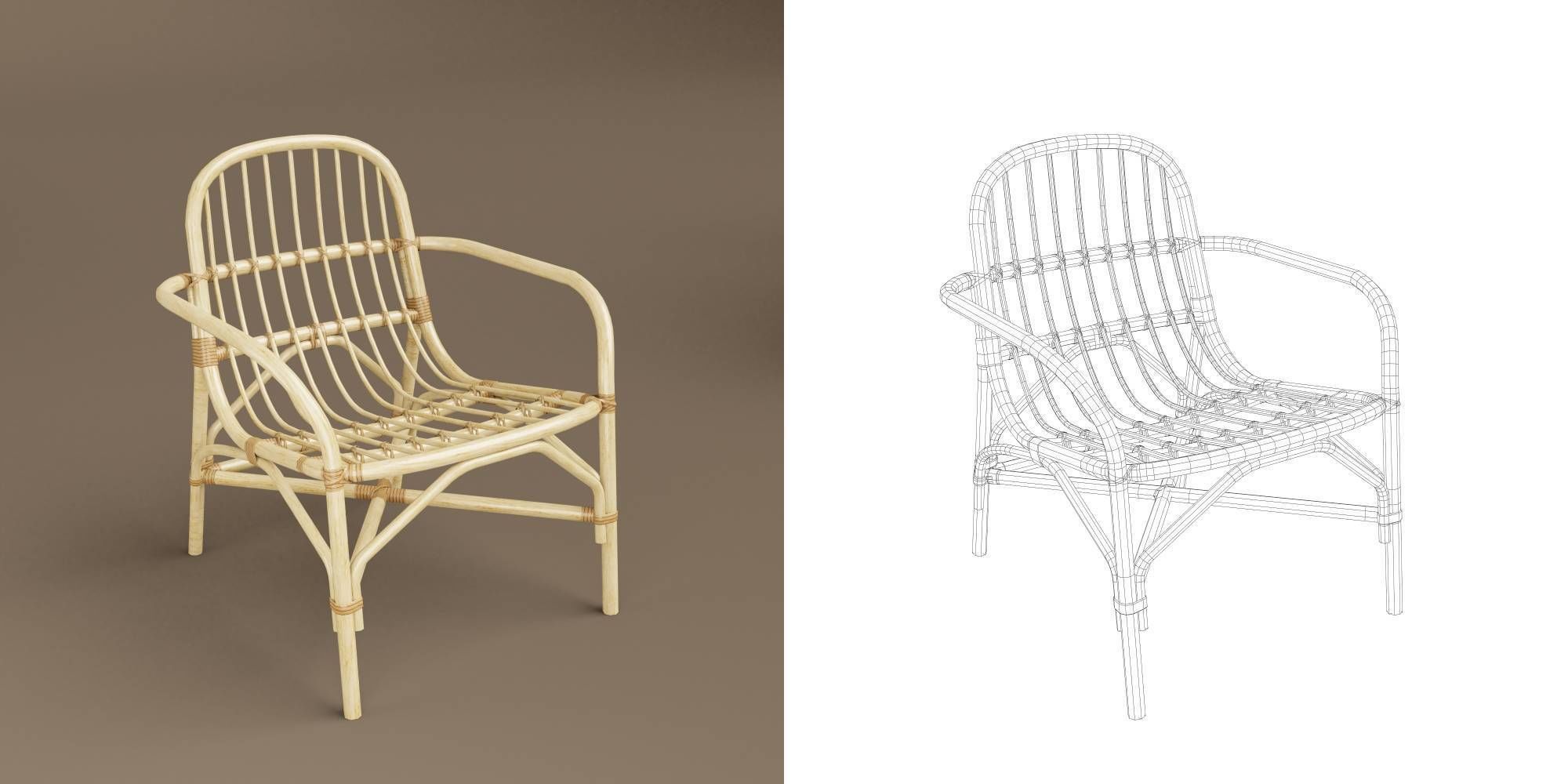 Wicker chair set A 3D model 3D model | CGTrader
