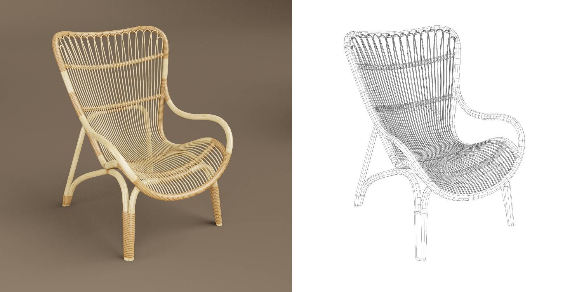 Wicker chair set A 3D model 3D model | CGTrader