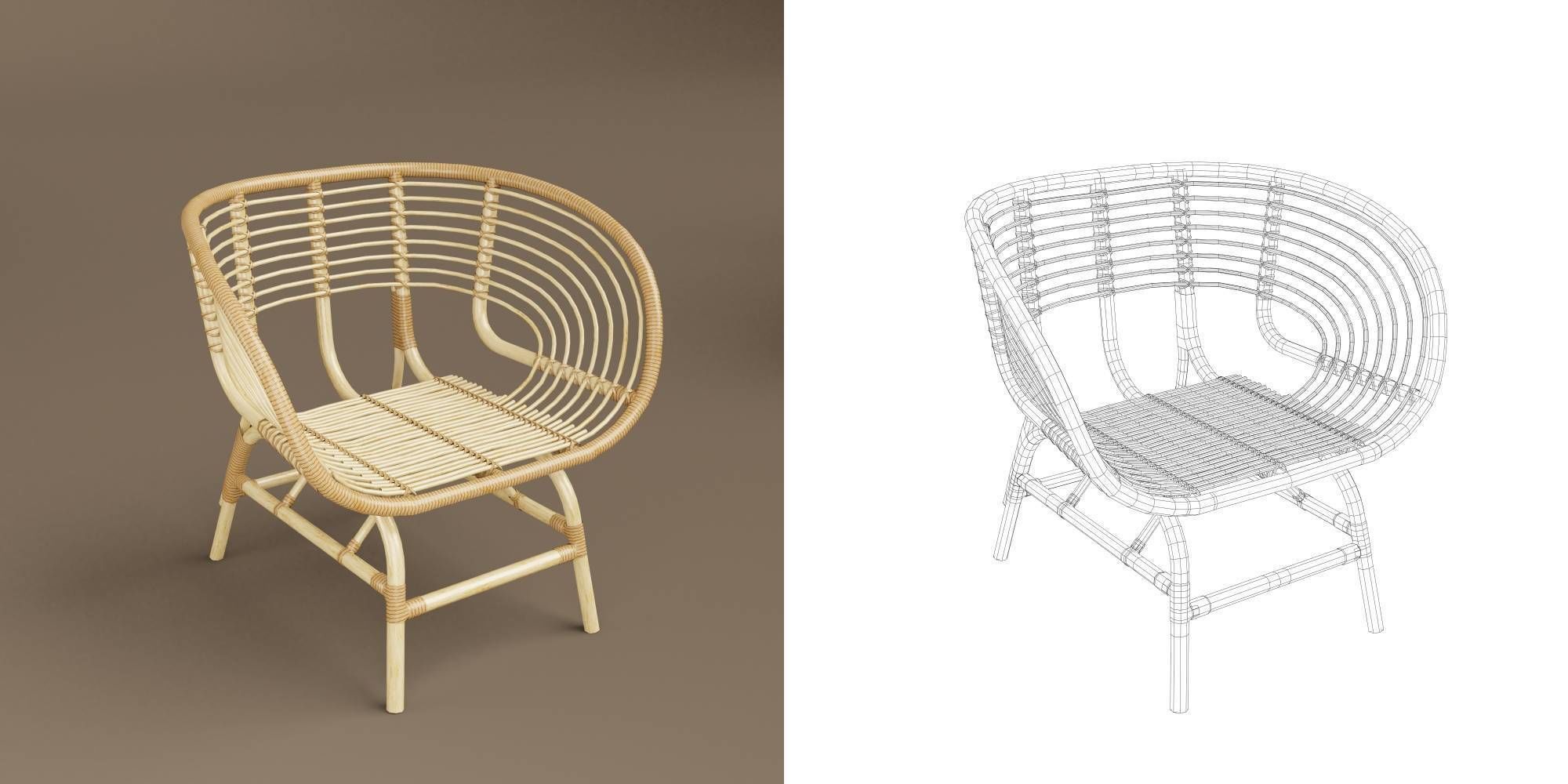 Wicker chair set A 3D model 3D model | CGTrader