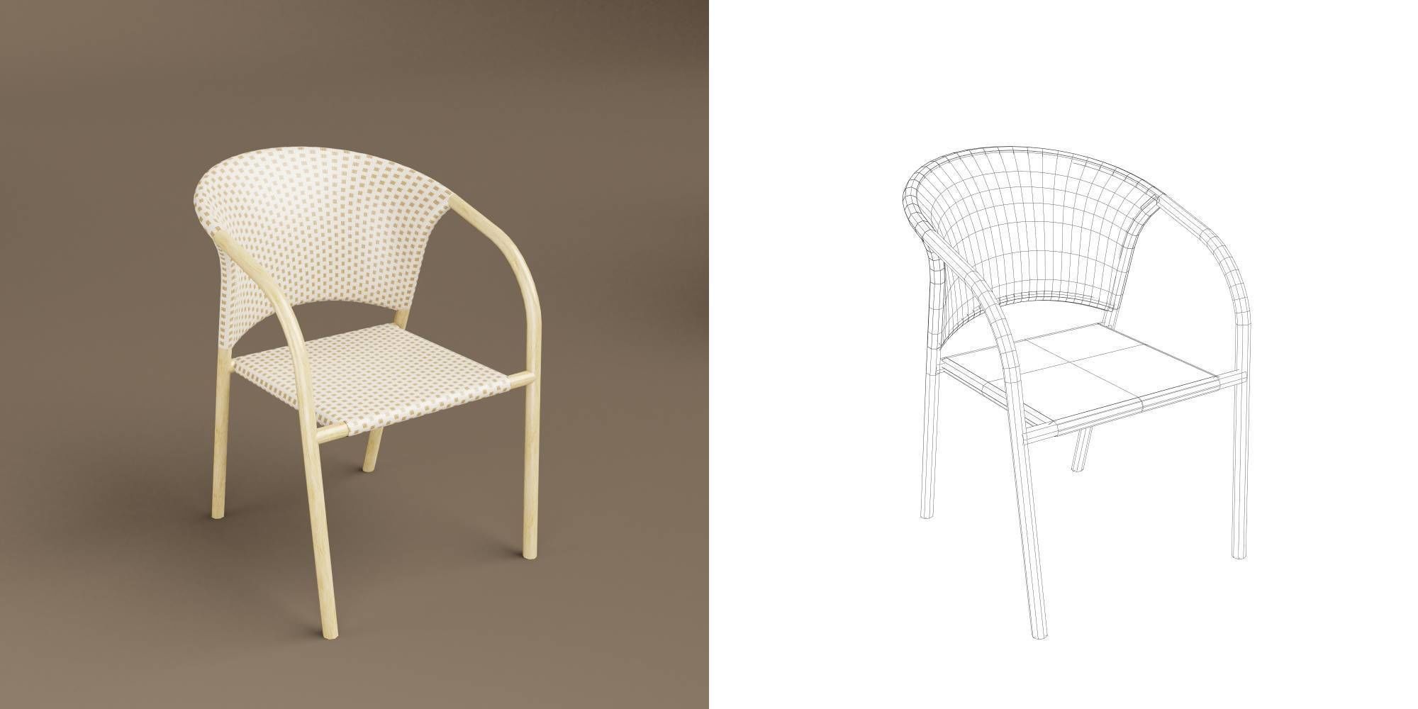 Wicker chair set A 3D model 3D model | CGTrader