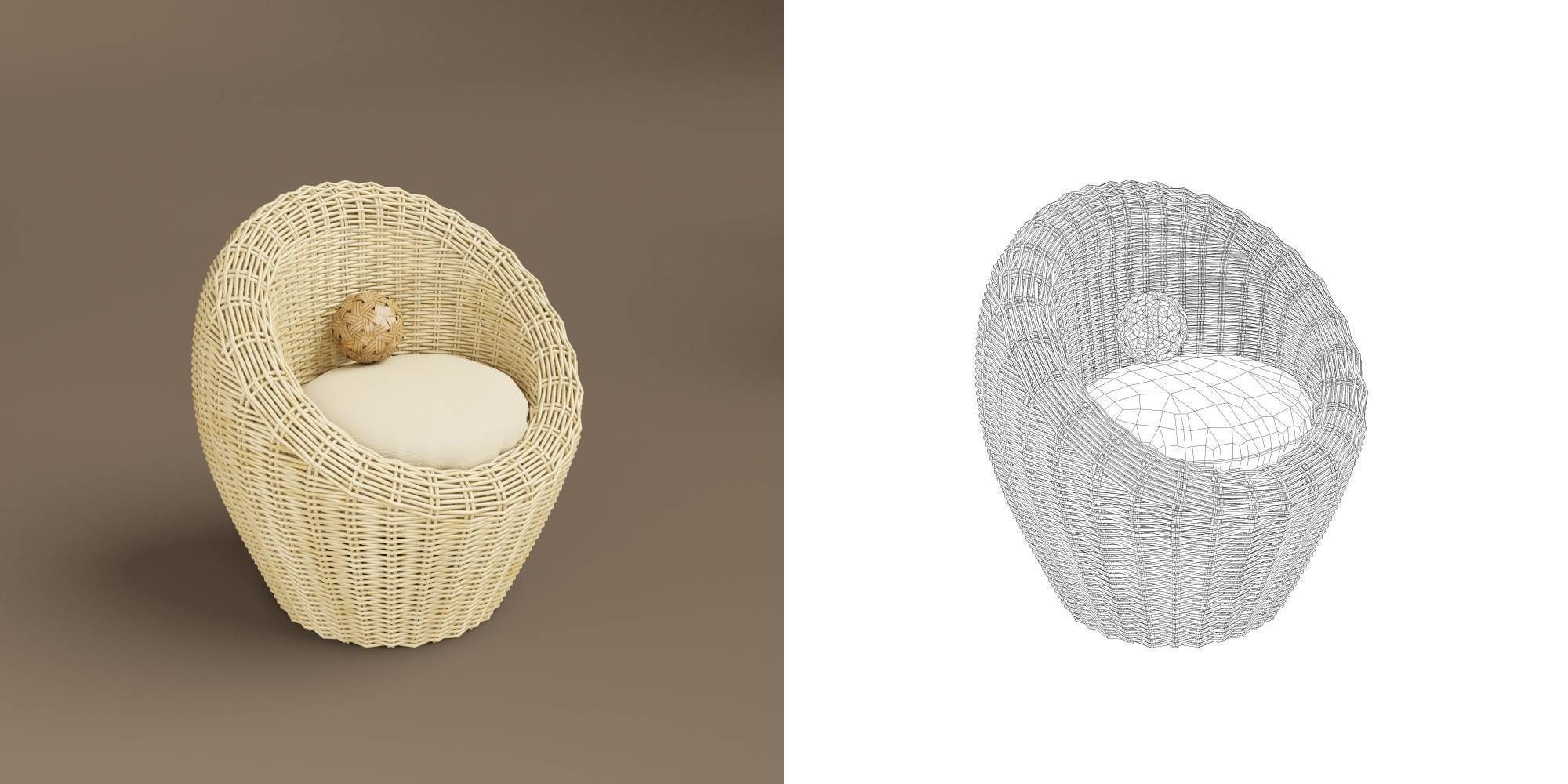 Wicker chair set A 3D model 3D model | CGTrader