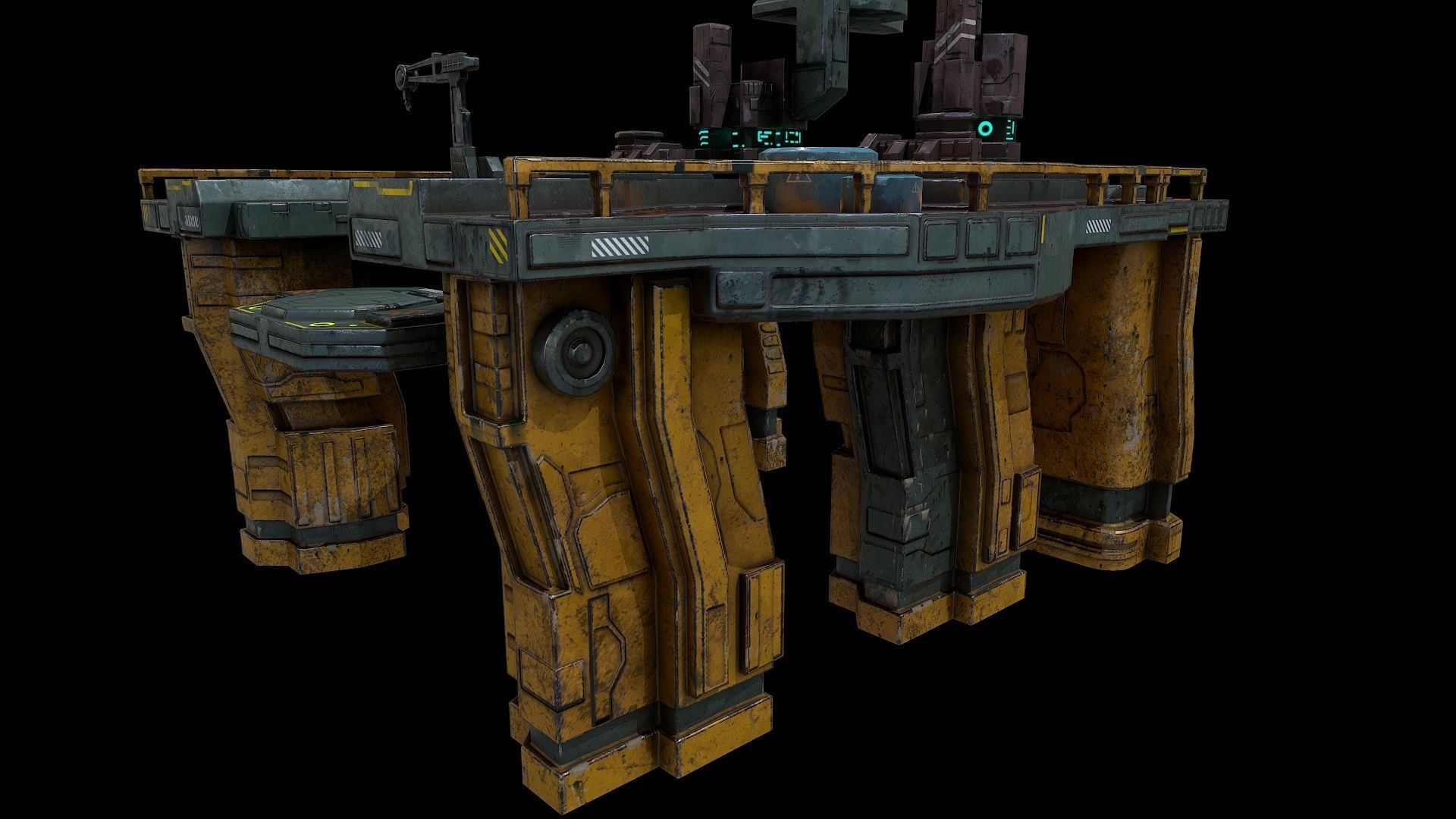 3D model Low poly sci fi industrial platform building environment asset ...