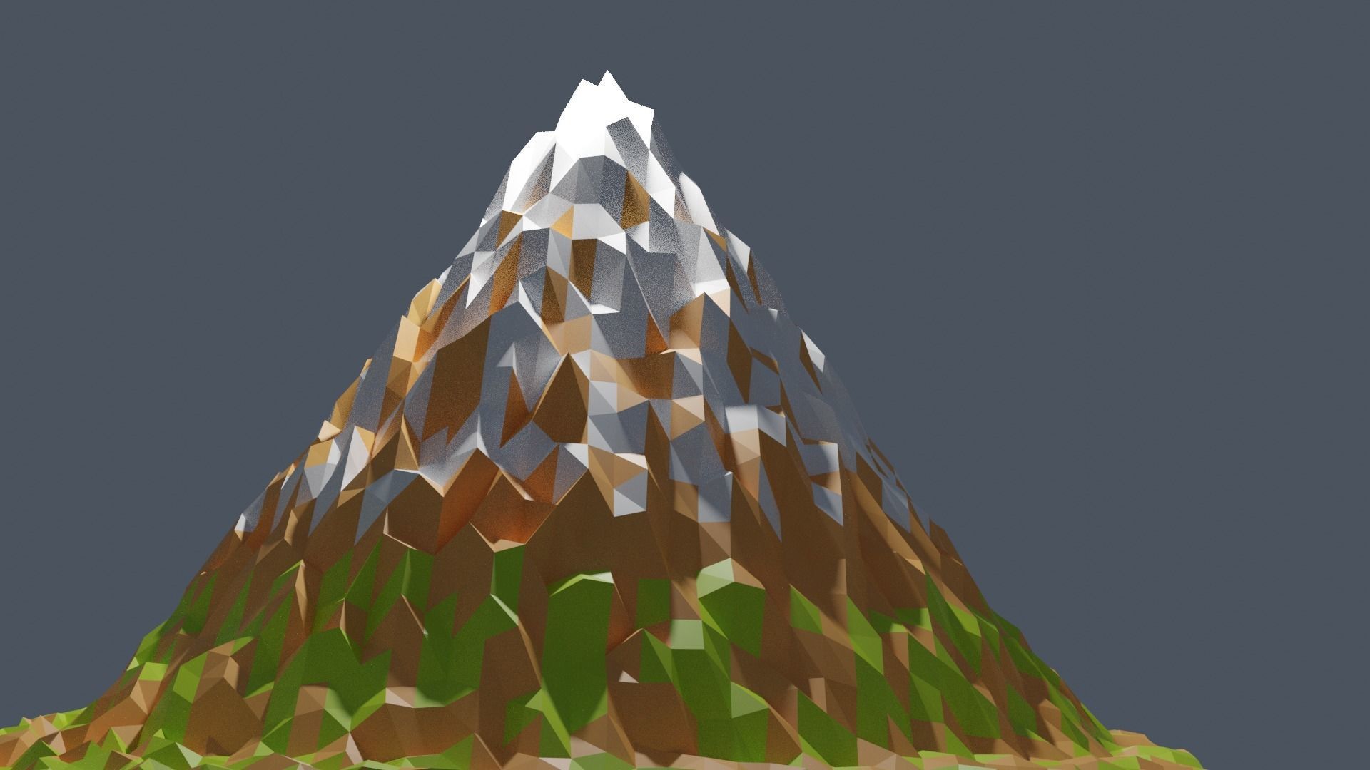 3D model Low Poly Mountain with Snow on top and Green on bottom VR / AR ...