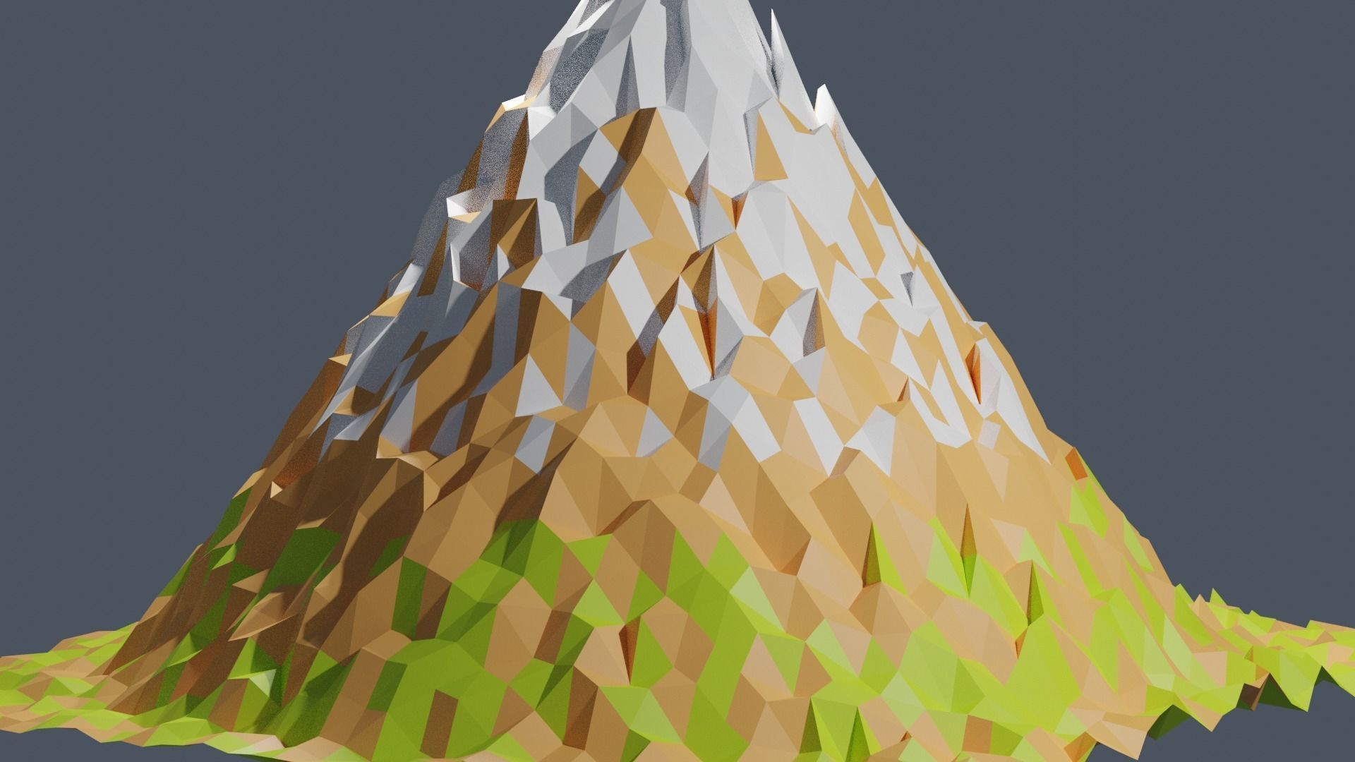 3D model Low Poly Mountain with Snow on top and Green on bottom VR / AR ...