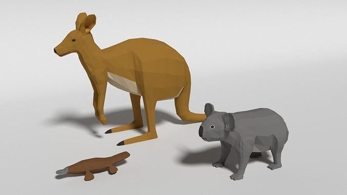 3D Model Collection Low Poly Cartoon Australian Animals Pack VR / AR ...