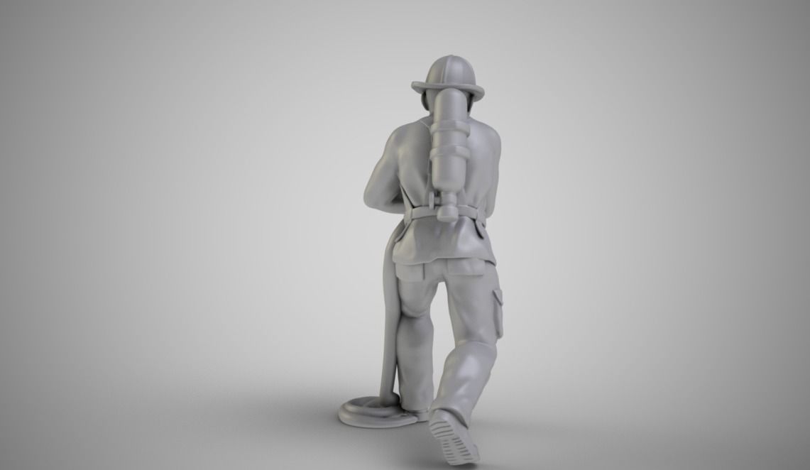 Fireman firefighter 3D model 3D printable | CGTrader