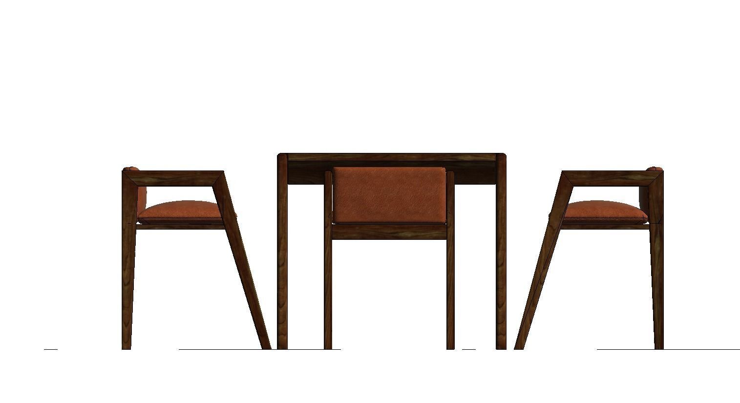 Table and chair Family for Revit three sizes wood 3d model 3D model ...