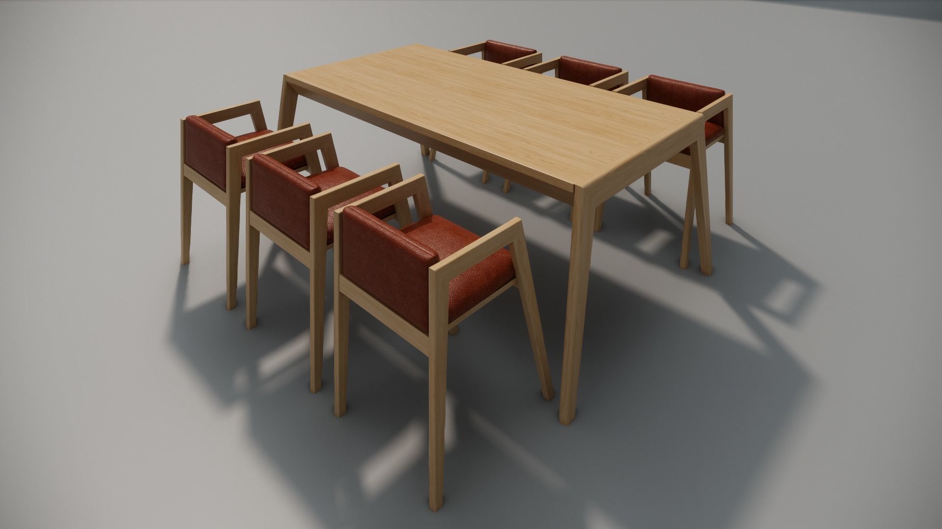 Table and chair Family for Revit three sizes wood 3d model 3D model ...
