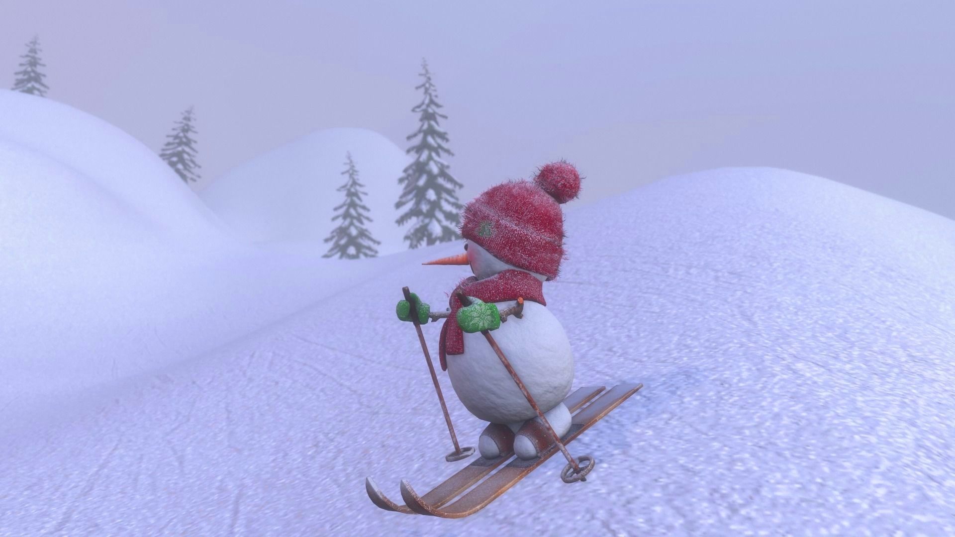 3D model Snowman Skier VR / AR / low-poly rigged animated | CGTrader