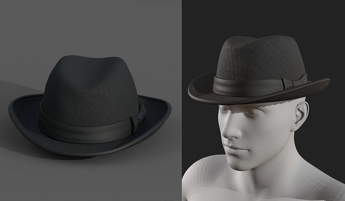 3D model Human Hat cap cloth leather protection classic VR / AR / low ...