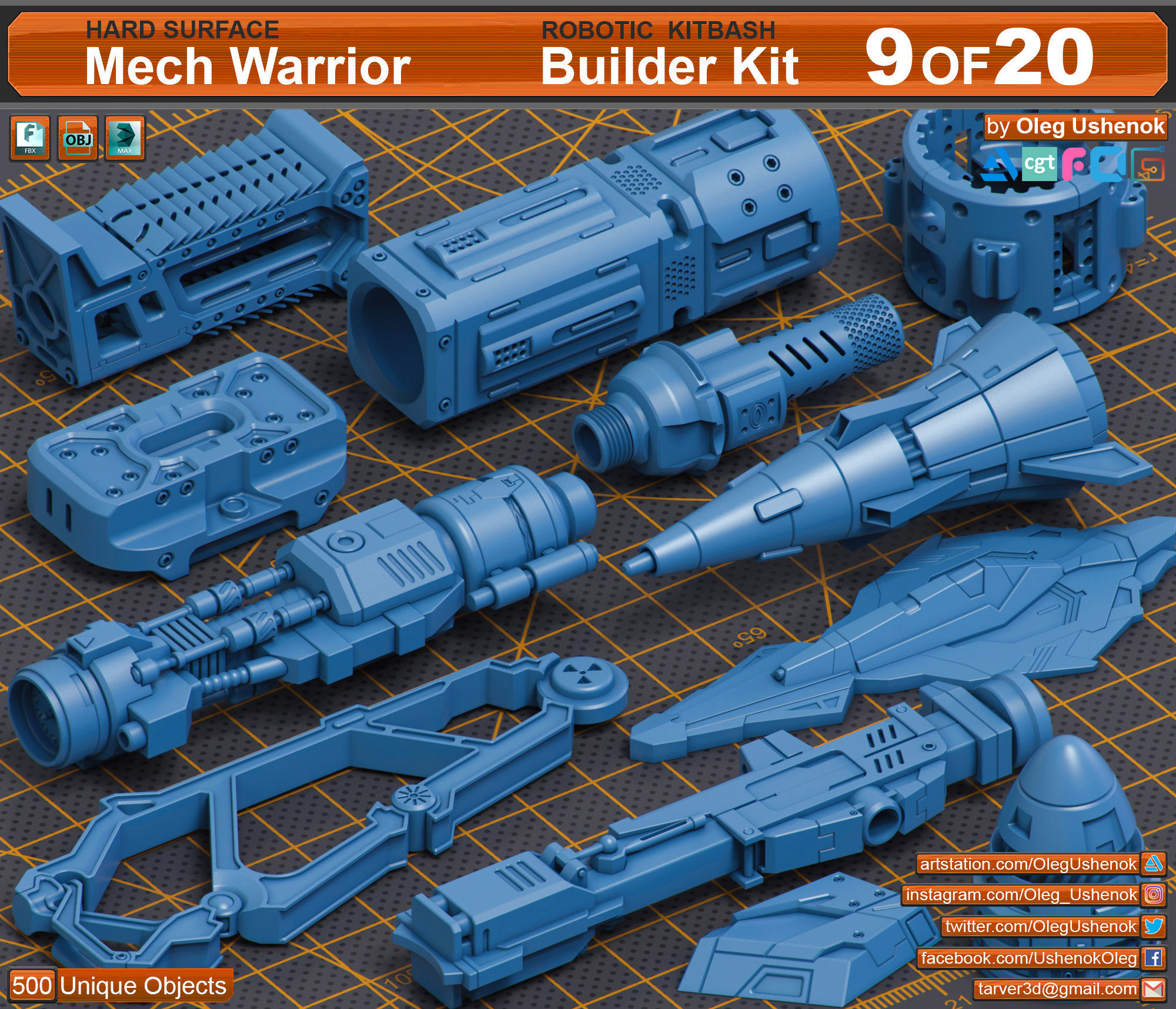 Mega Pack Hard Surface Kitbash 500 DETAILS 3D model | CGTrader