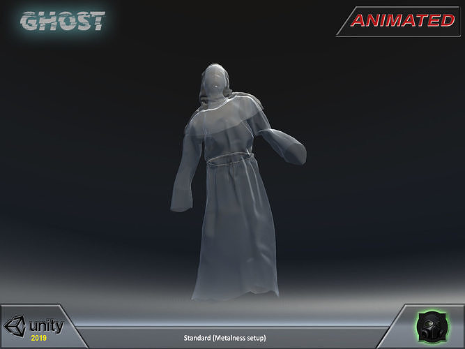 3D model Fantasy character 04--Ghost VR / AR / low-poly rigged animated ...