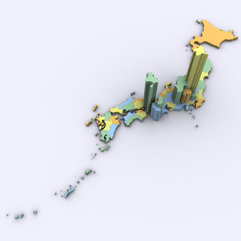 Map of Japan 3D model | CGTrader