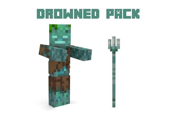 Minecraft Drowned PACK 3D Model Collection | CGTrader