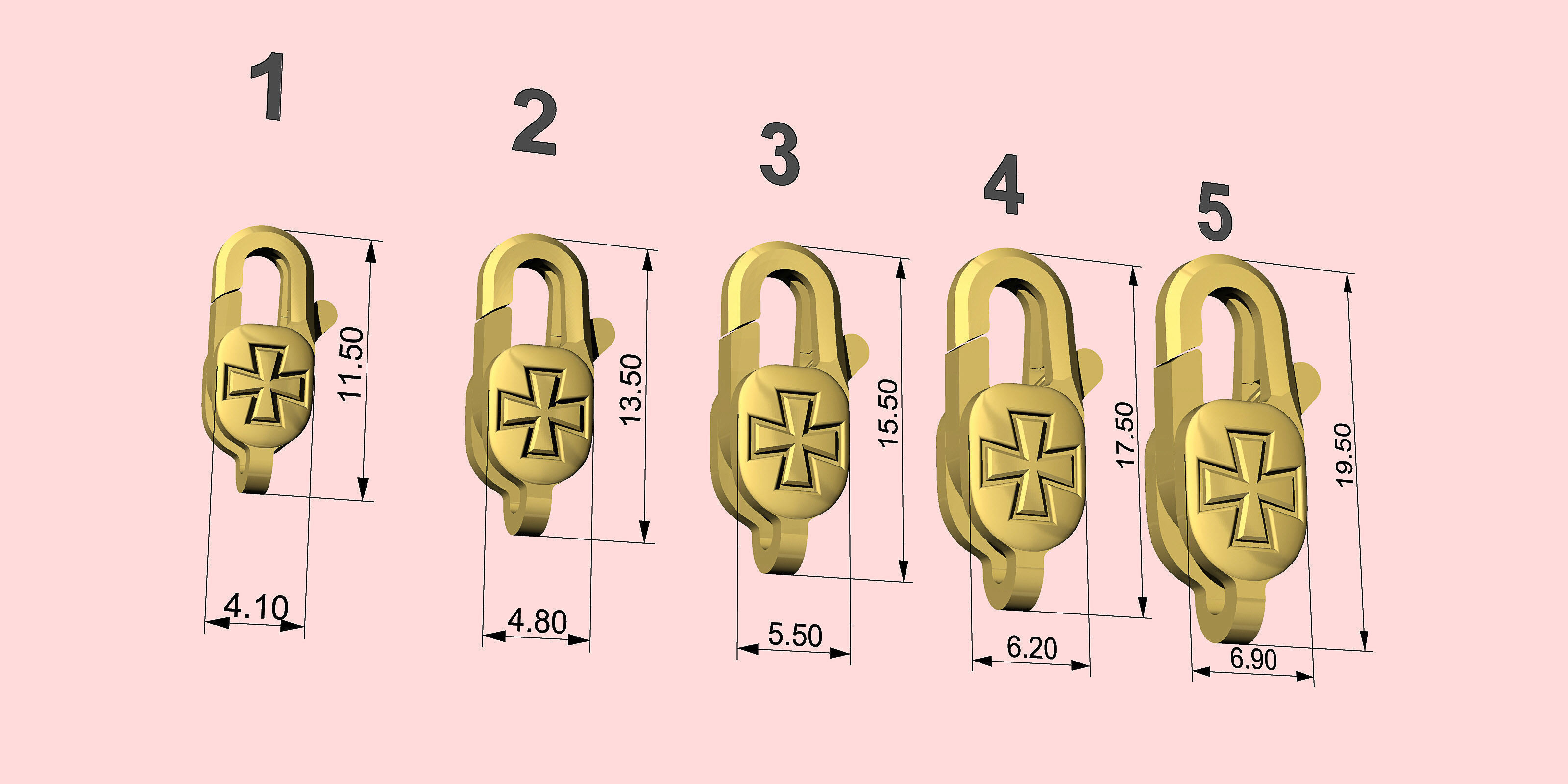 Locks for jewelry chains and bracelets 002 3D model 3D printable | CGTrader