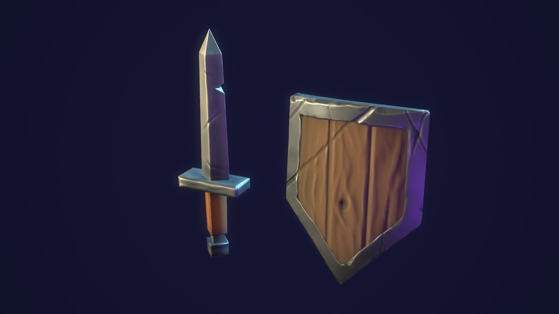 3D model Sword and Shield VR / AR / low-poly | CGTrader