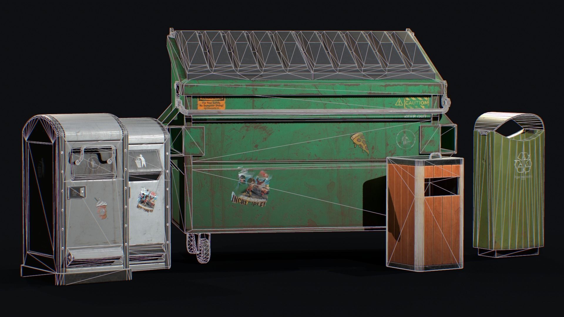3D model Dustbin and Dumpster VR / AR / low-poly | CGTrader
