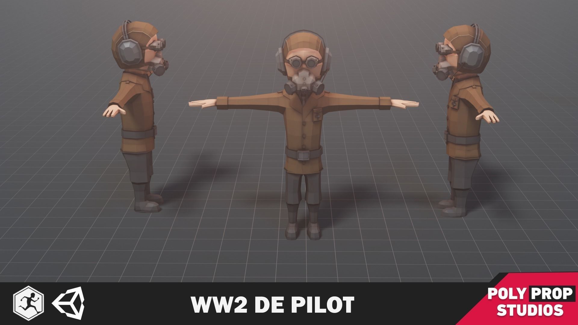 3D model WW2 DE Pilot VR / AR / low-poly rigged animated | CGTrader