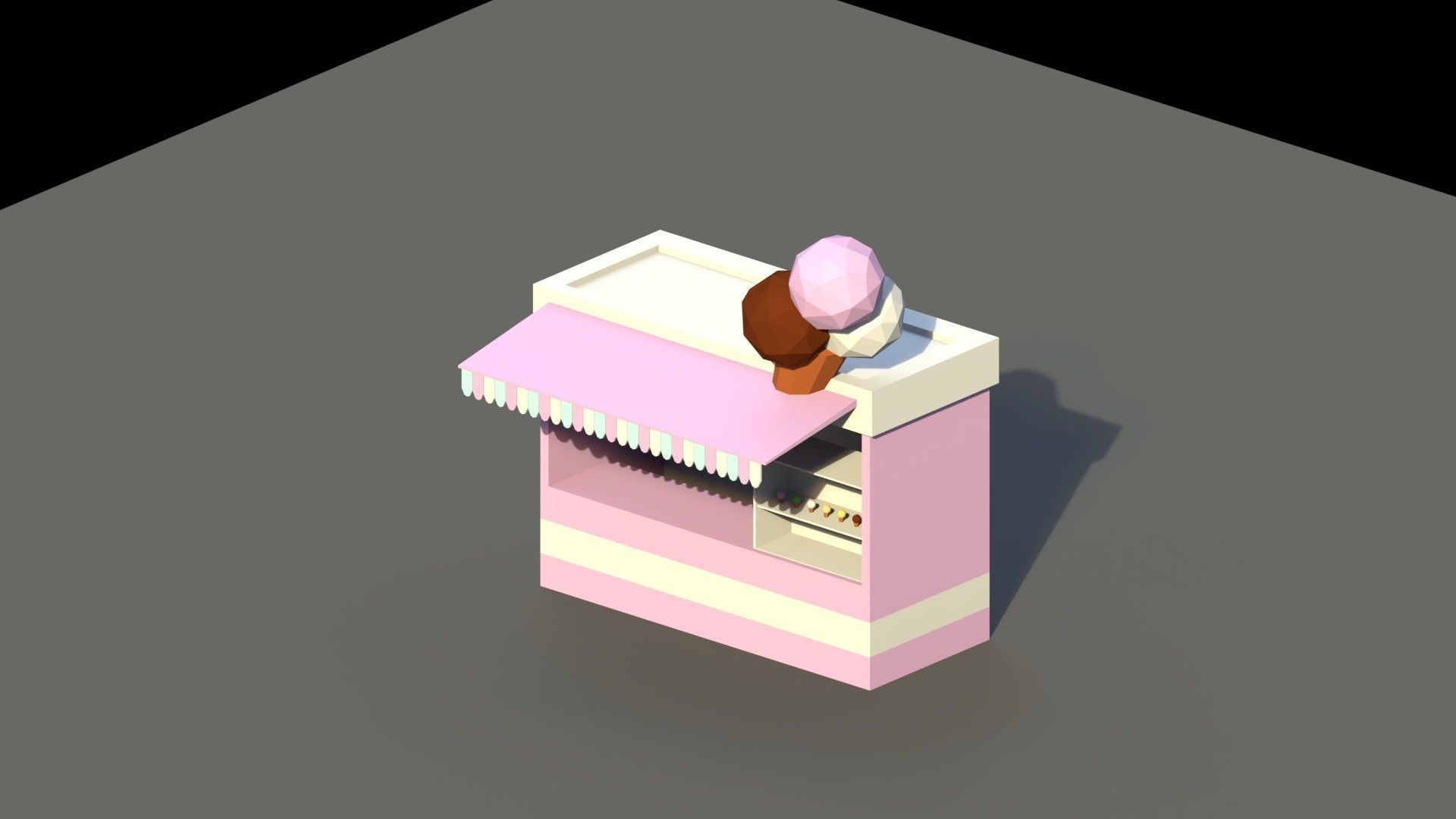 3D model Low Poly Ice Cream Stand VR / AR / low-poly | CGTrader