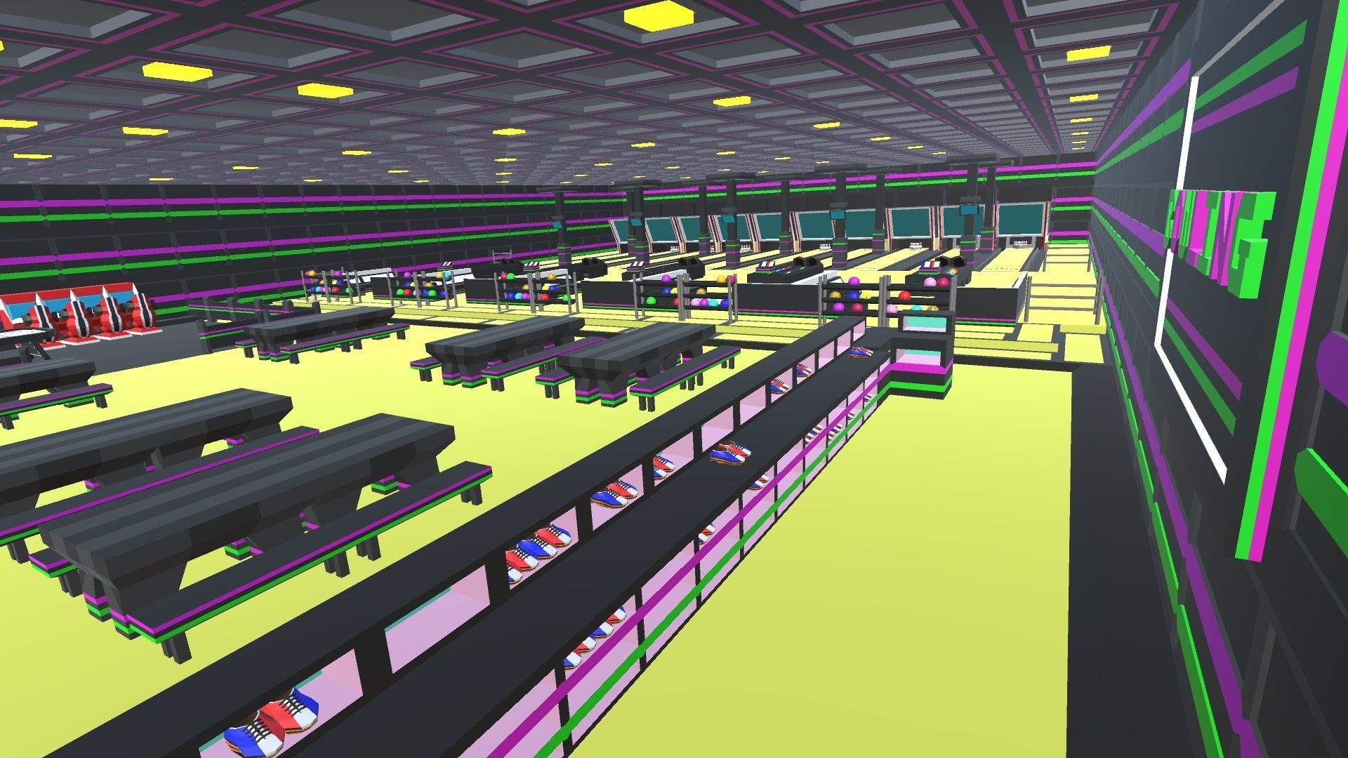 3D model 9t5 Low Poly Bowling Alley VR / AR / low-poly | CGTrader