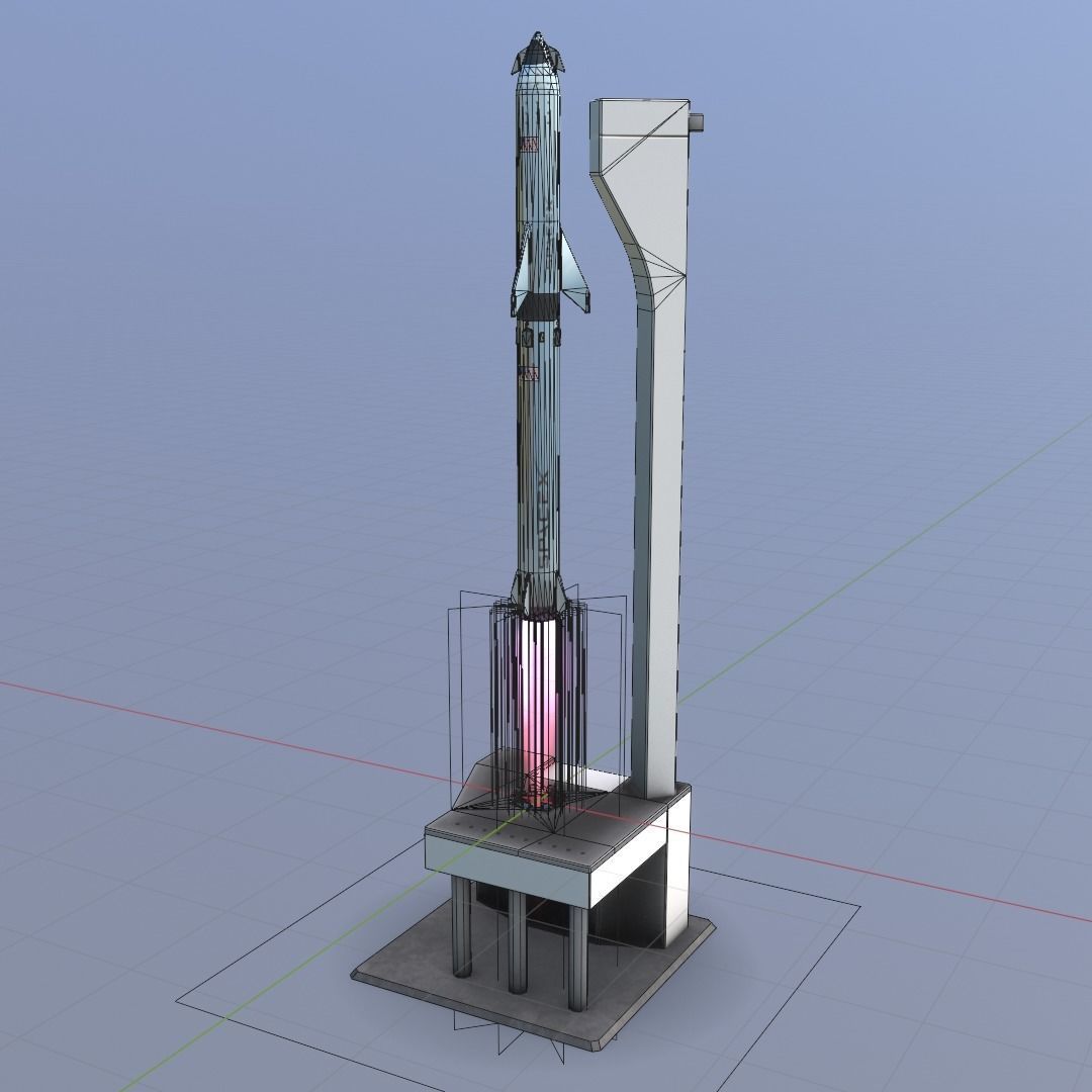 3D model Rocket SpaceX with start platform Lowpoly VR / AR / low-poly ...