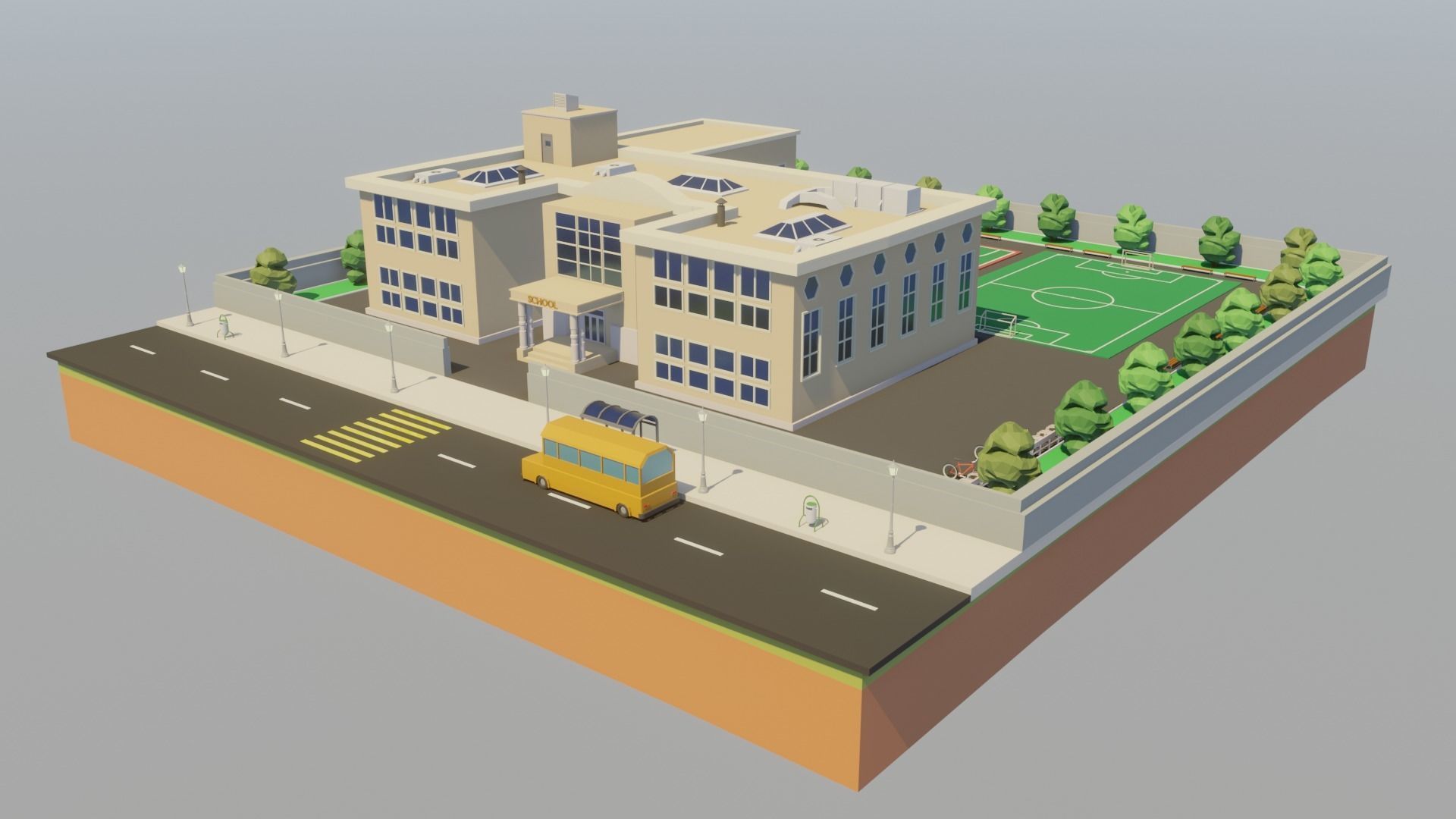 3D model Low poly School VR / AR / low-poly | CGTrader