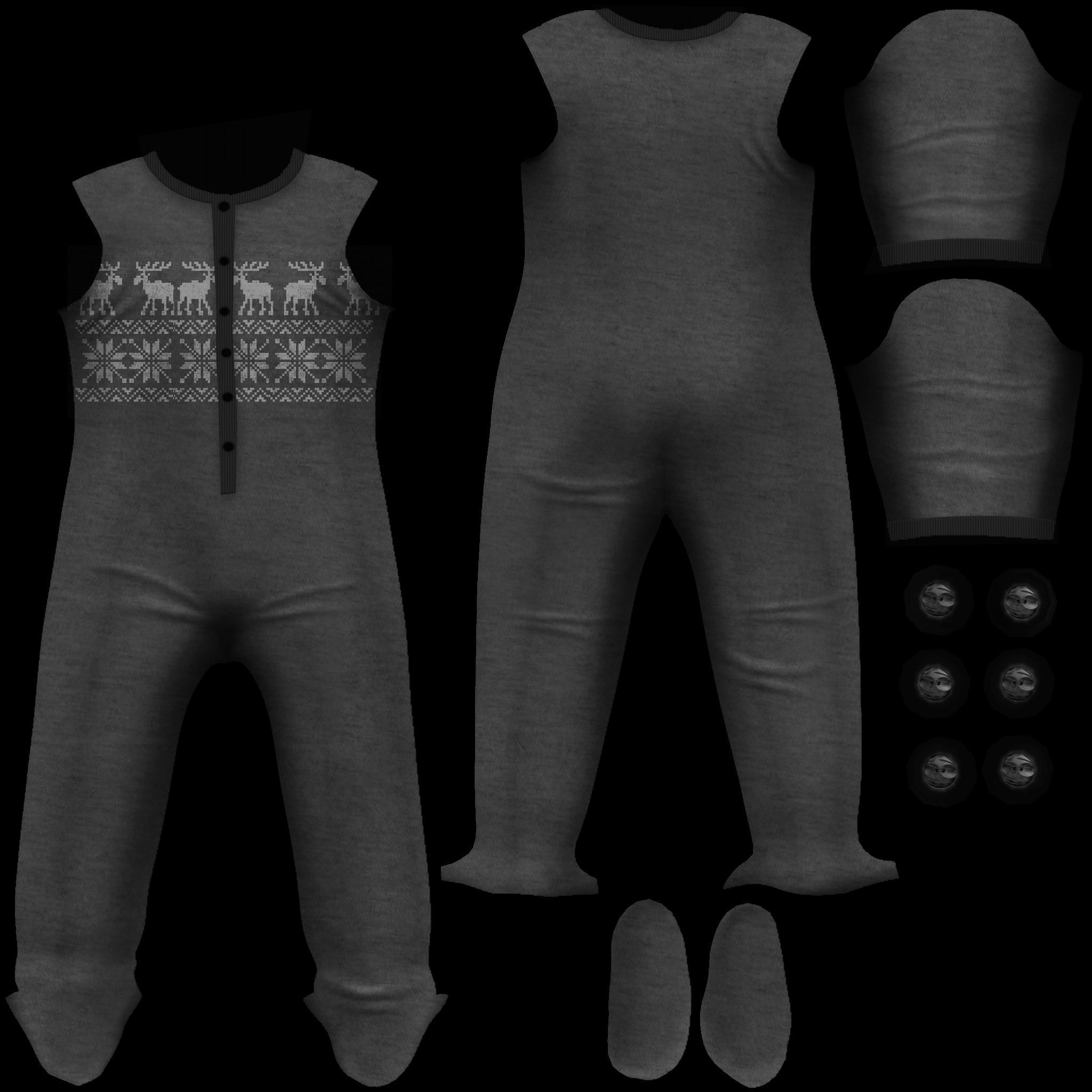 3D model Mens Footed Onesie Loungewear 5 Textures VR / AR / low-poly ...