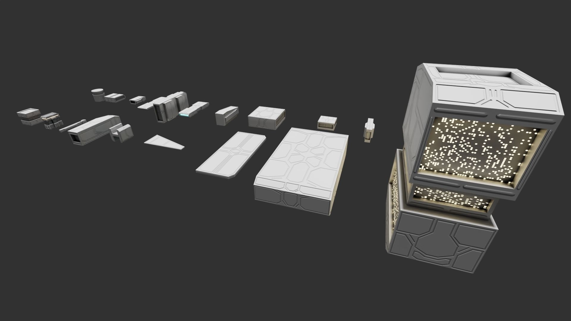 Scifi KitBash with Textures free VR / AR / low-poly 3D model | CGTrader