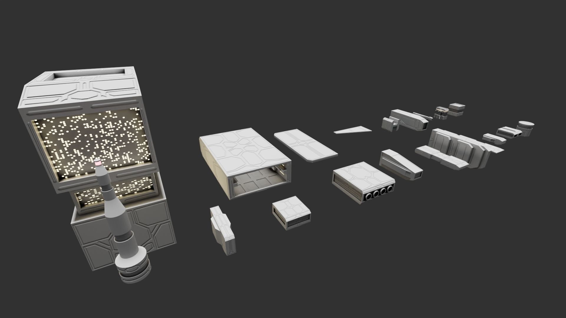 Scifi KitBash with Textures free VR / AR / low-poly 3D model | CGTrader