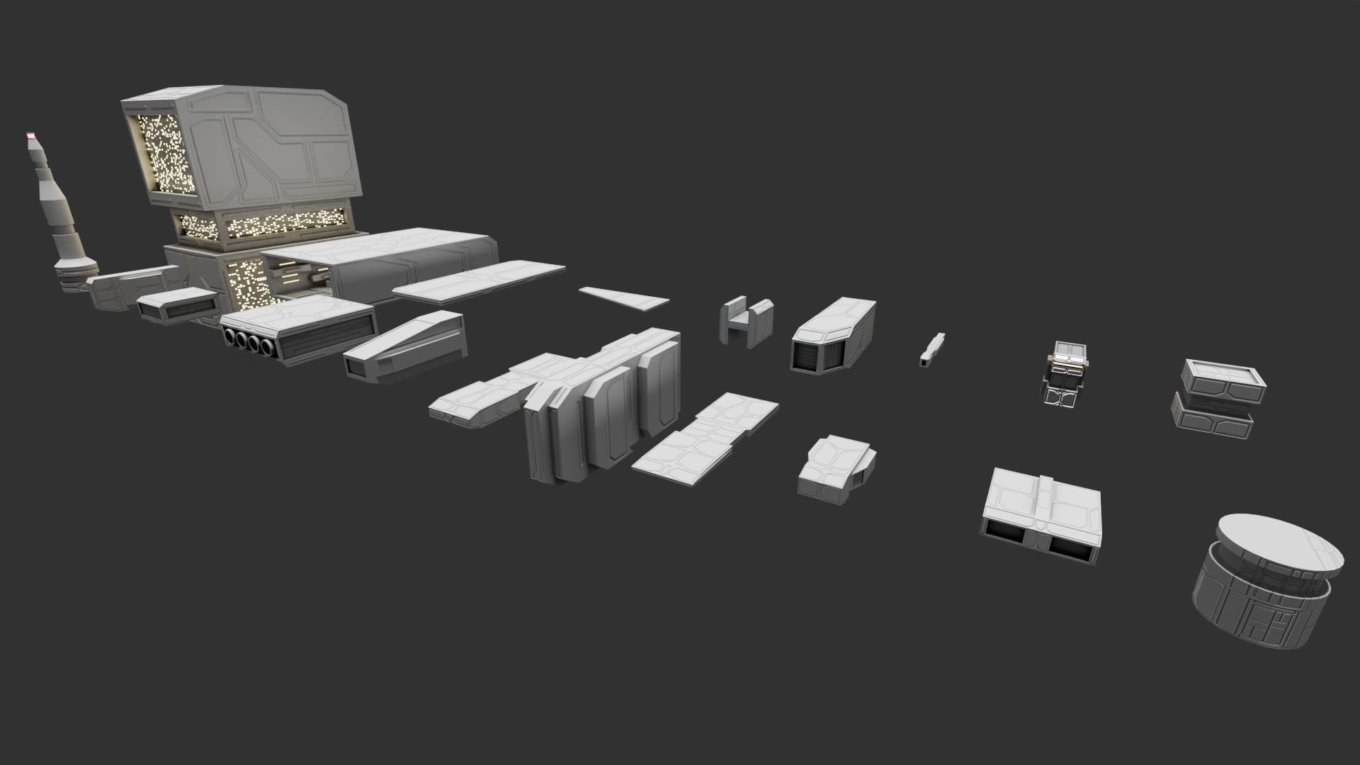 Scifi KitBash with Textures free VR / AR / low-poly 3D model | CGTrader