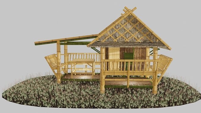 Thailand Bamboo hut style 3d model free VR / AR / low-poly 3D model ...