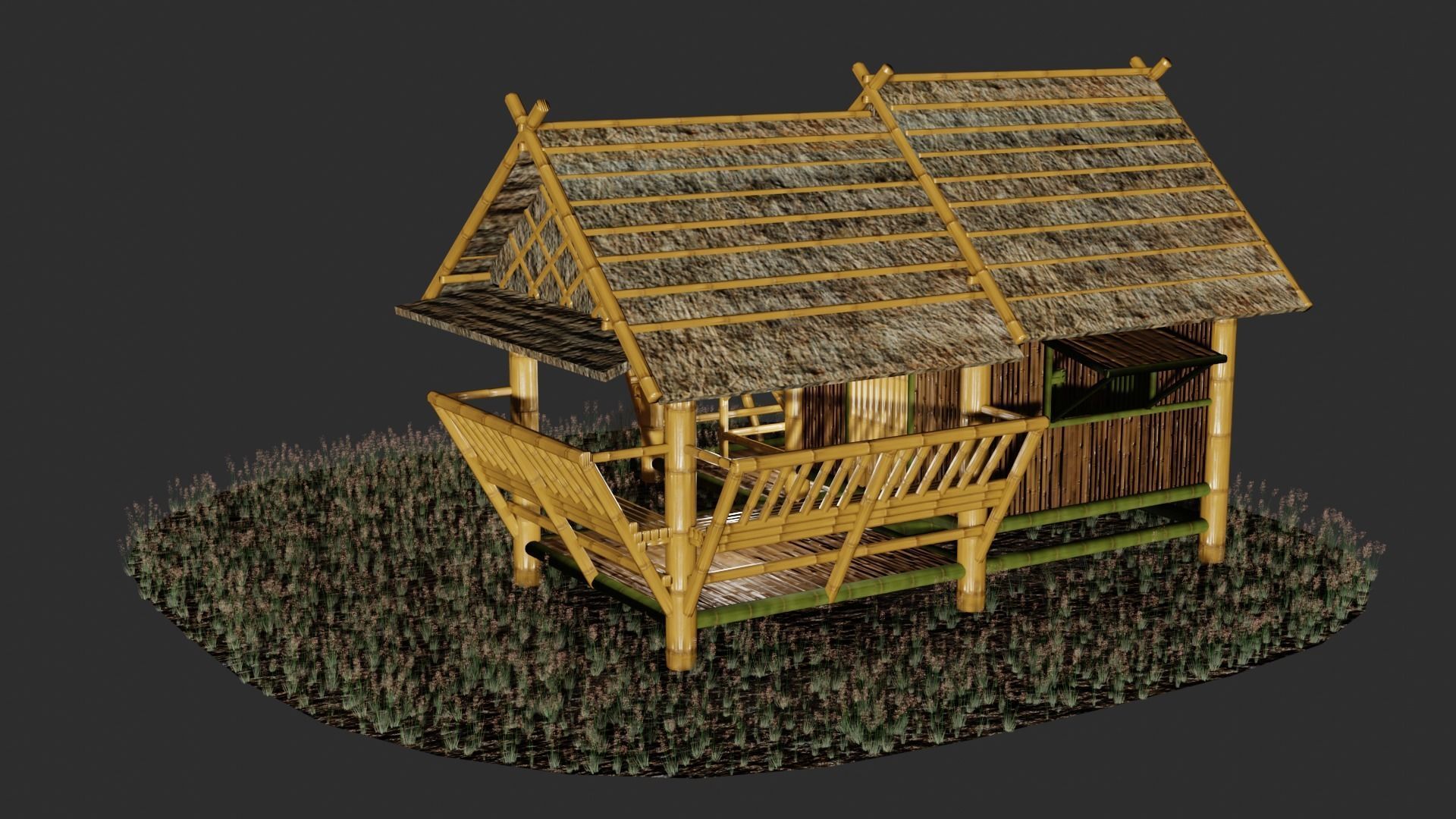 Thailand Bamboo hut style 3d model free VR / AR / low-poly 3D model ...