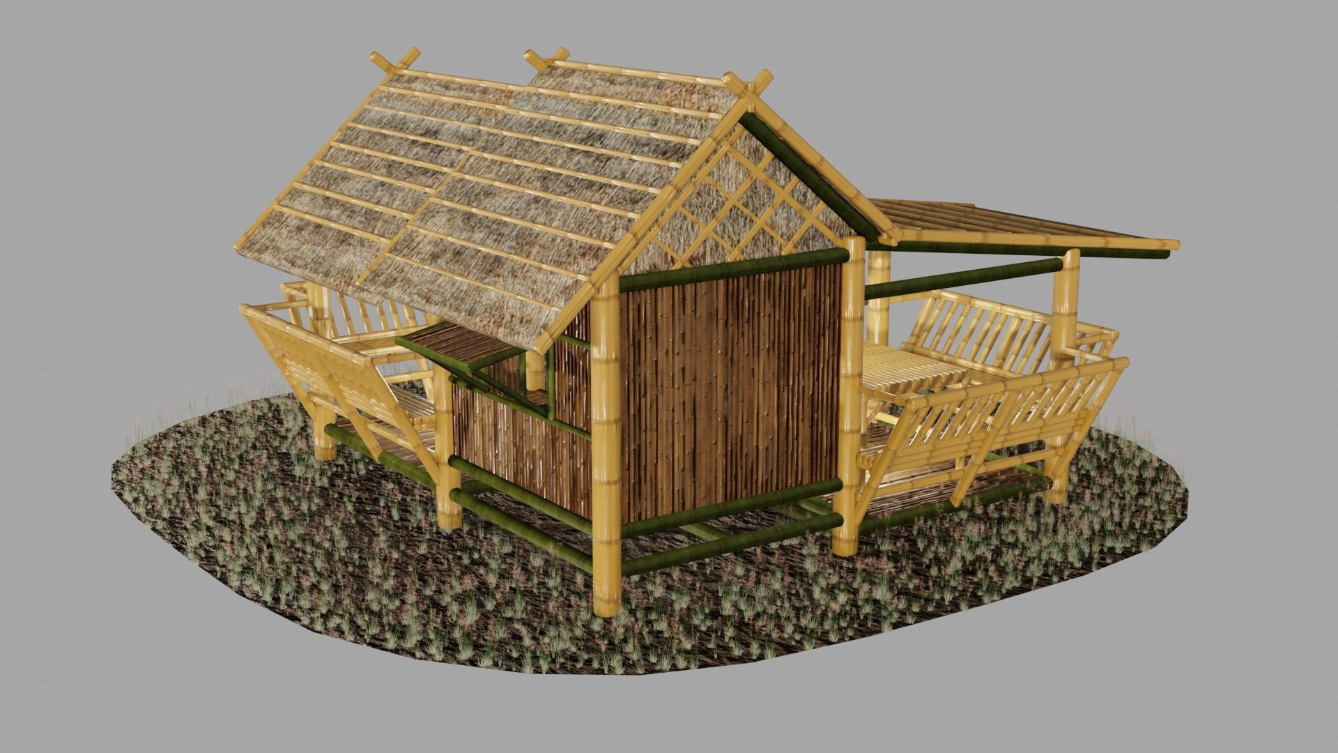Thailand Bamboo hut style 3d model free VR / AR / low-poly 3D model ...