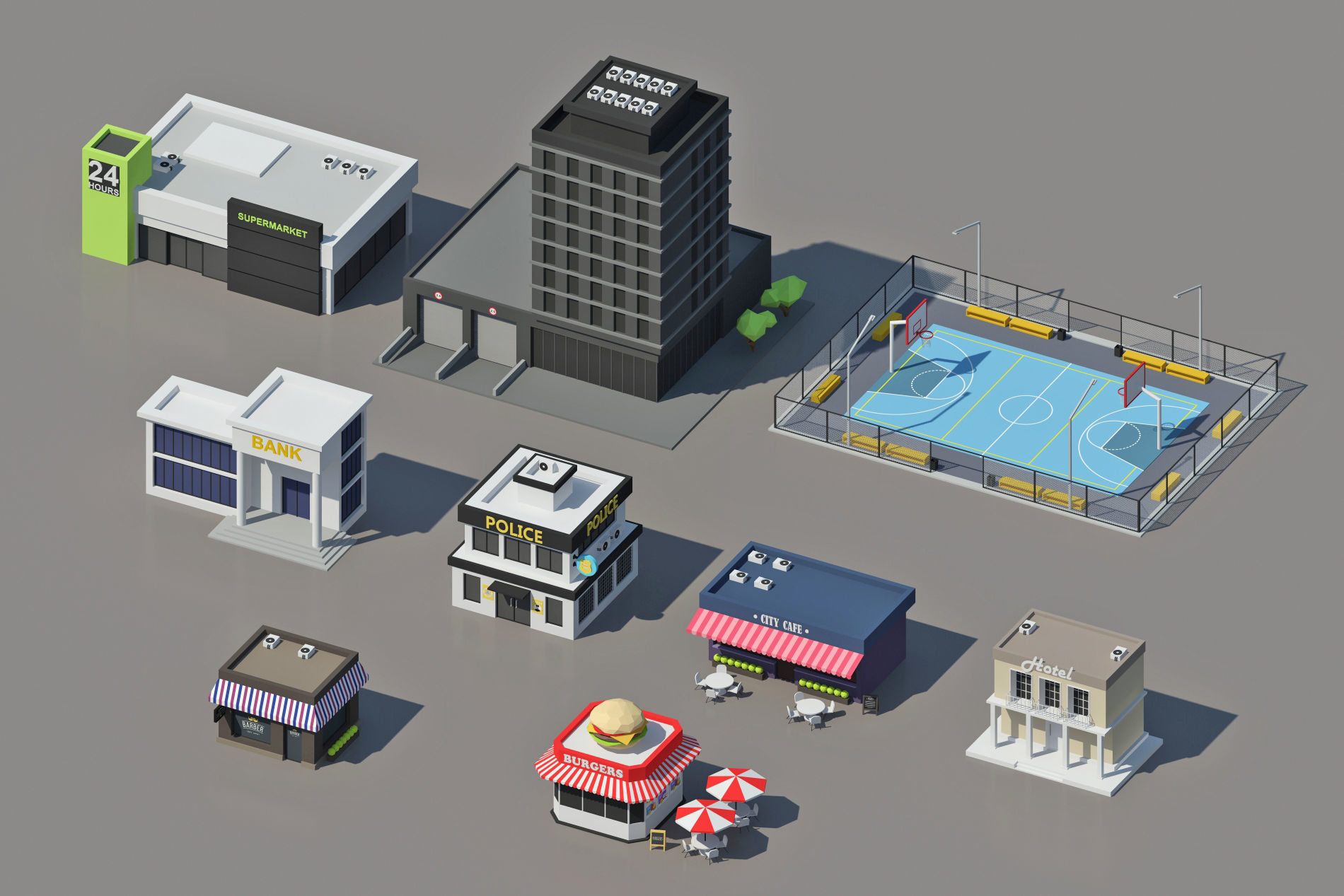 3D model Low Poly City Pack isometric VR / AR / low-poly | CGTrader
