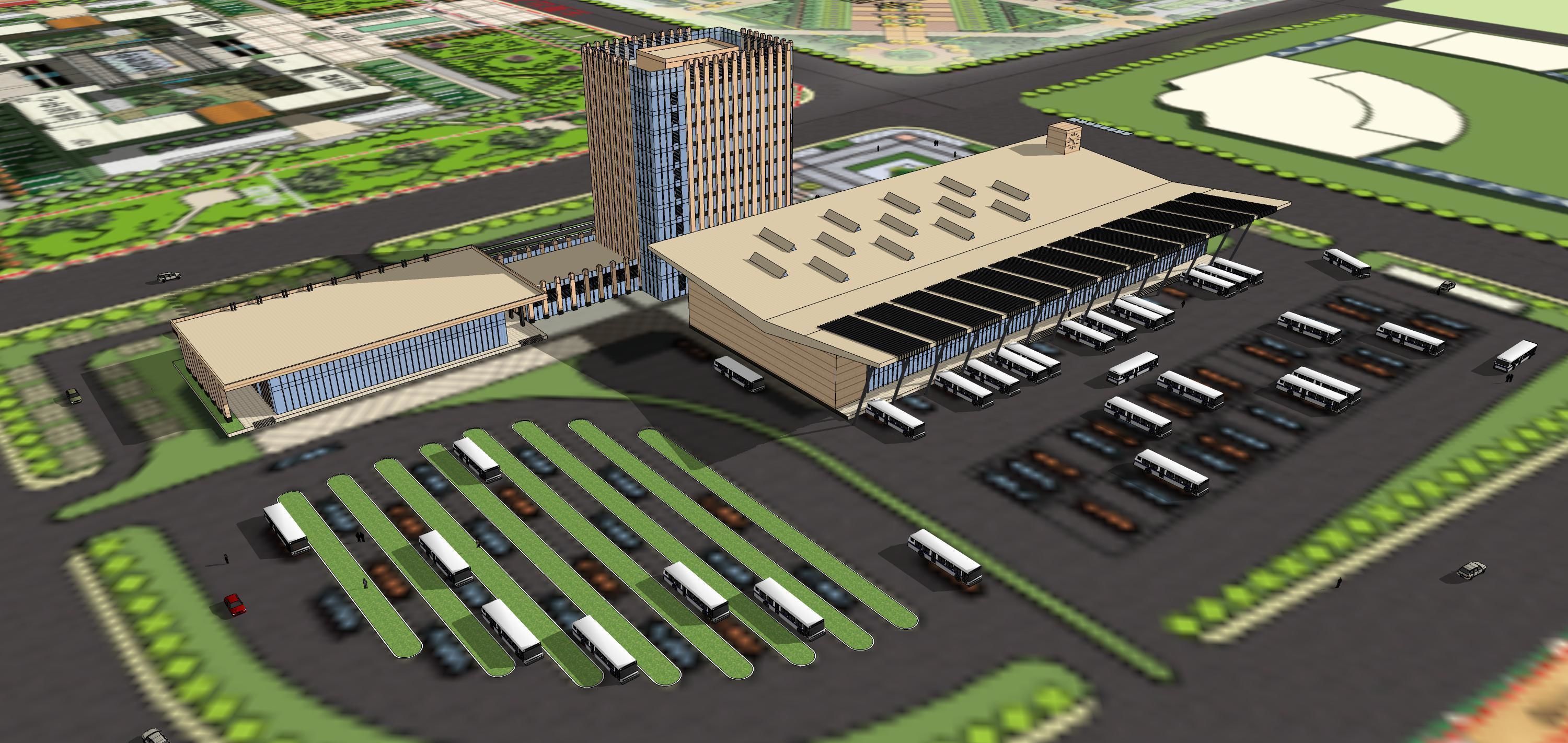 3D Architecture Sketchup exterior Bus Terminal T3