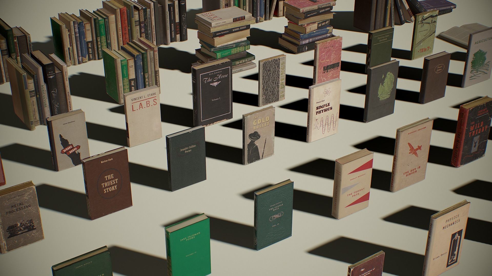 3D model PBR Retro Books VR / AR / low-poly | CGTrader