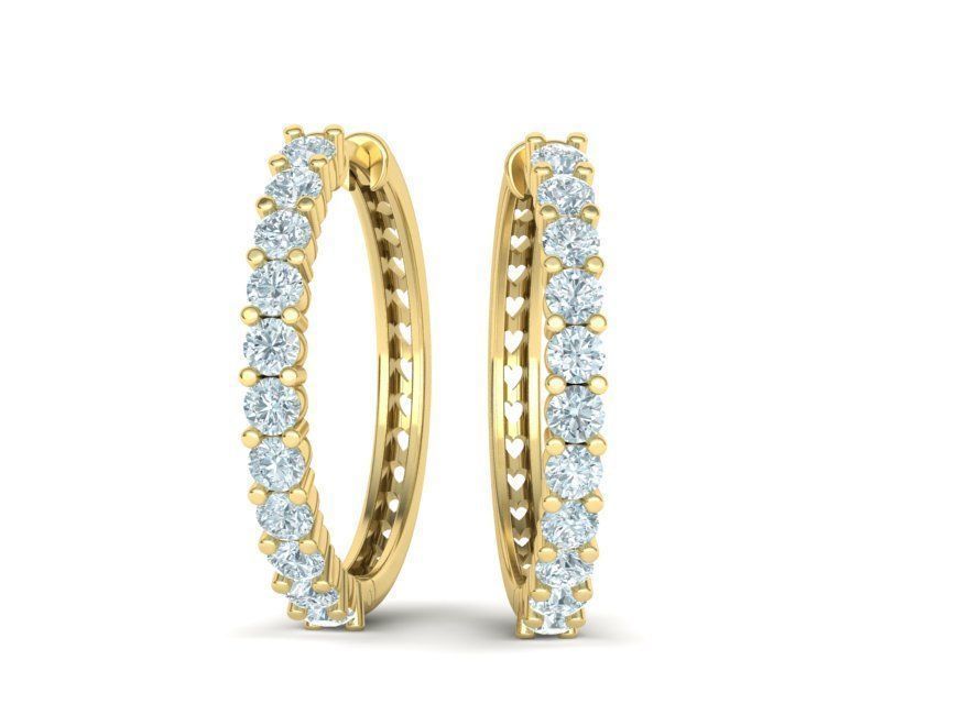 Diamond Hoop Earrings 3dmodel printable 3D model 3D printable | CGTrader