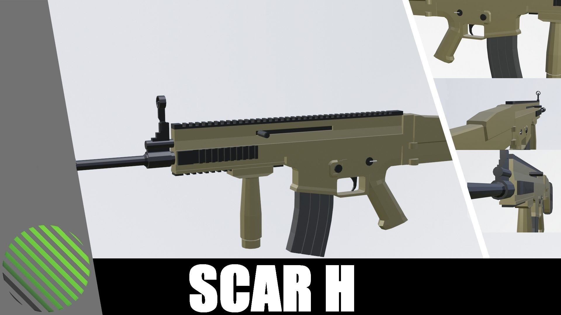 SCAR H low poly 3D model game-ready | CGTrader