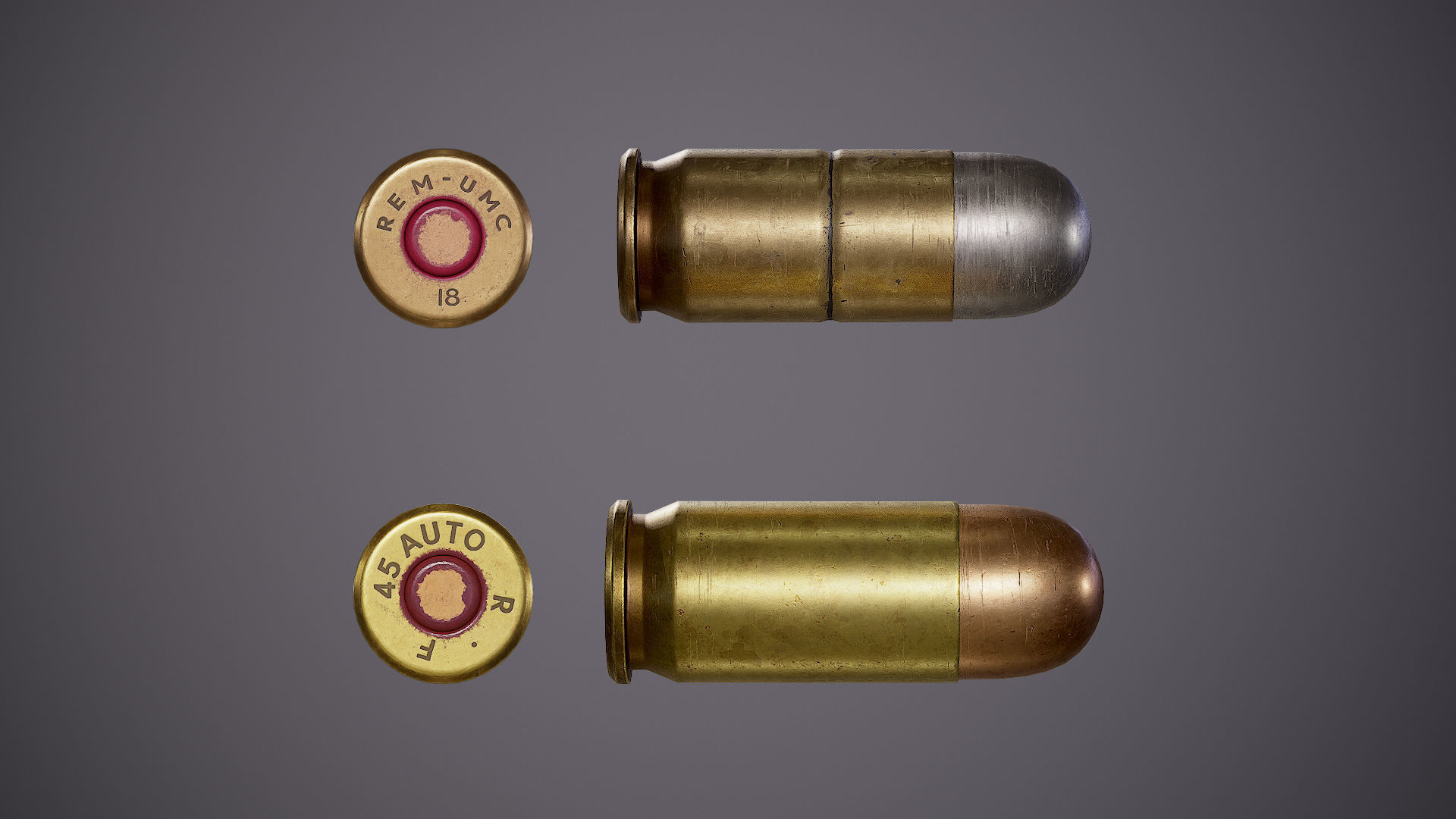 Bullets 45 ACP free VR / AR / low-poly 3D model | CGTrader