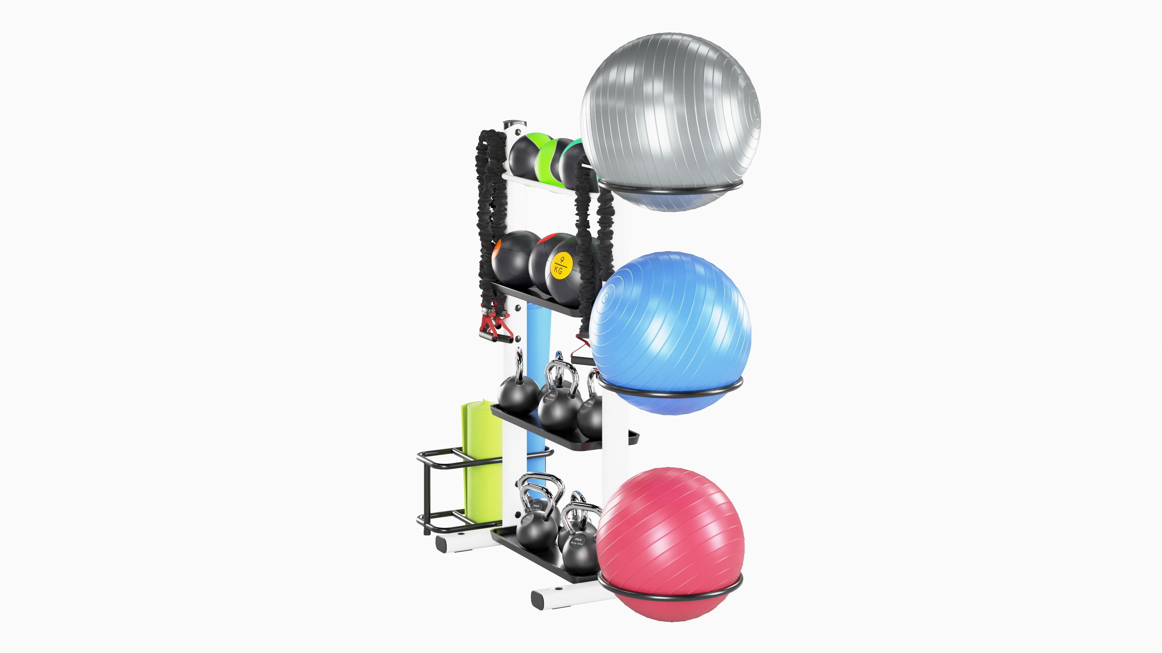 Fitness accessories rack 3D model | CGTrader